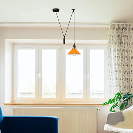 Adjustable Ceiling Light with Vintage Pulley Design – LEDSone UK Ltd